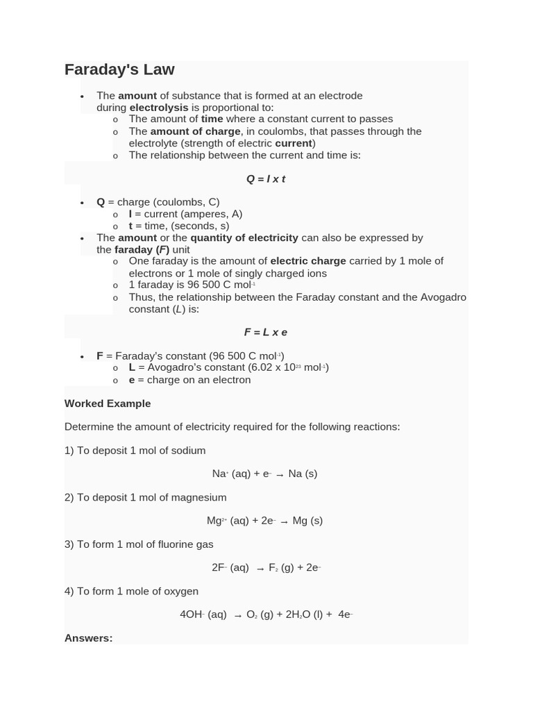Faraday | PDF | Redox | Mole (Unit)