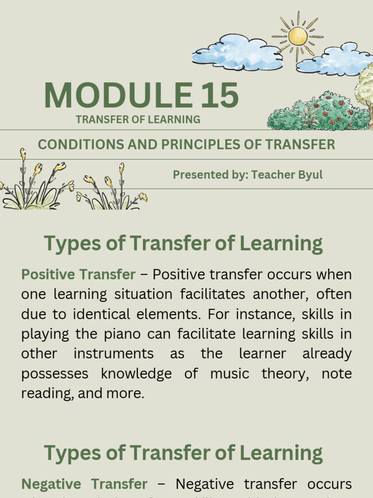 Module 15 Transfer of Learning | PDF