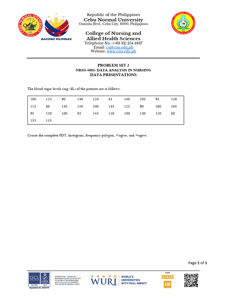 Problem Set 2 Data Presentation | PDF