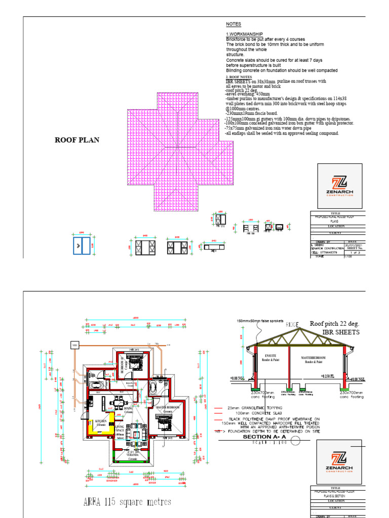 Rural 2 Bedroom House Plans PDF | PDF | Roof | Architectural Elements
