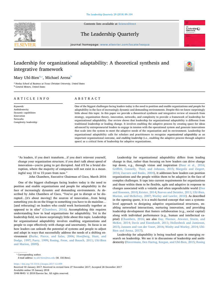 Leadership Adaptability | PDF | Cognition