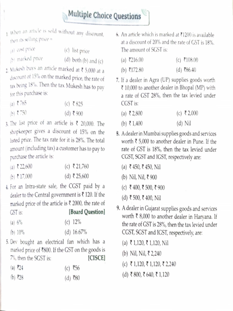 GST Calculation and Problem Set | PDF | Sales | Taxation
