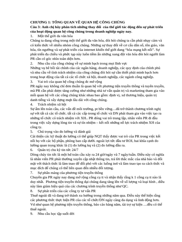 QHCC - TỰ LUẬN | PDF