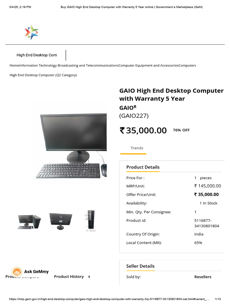 Buy GAIO High End Desktop Computer With Warranty 5 Year Online ...