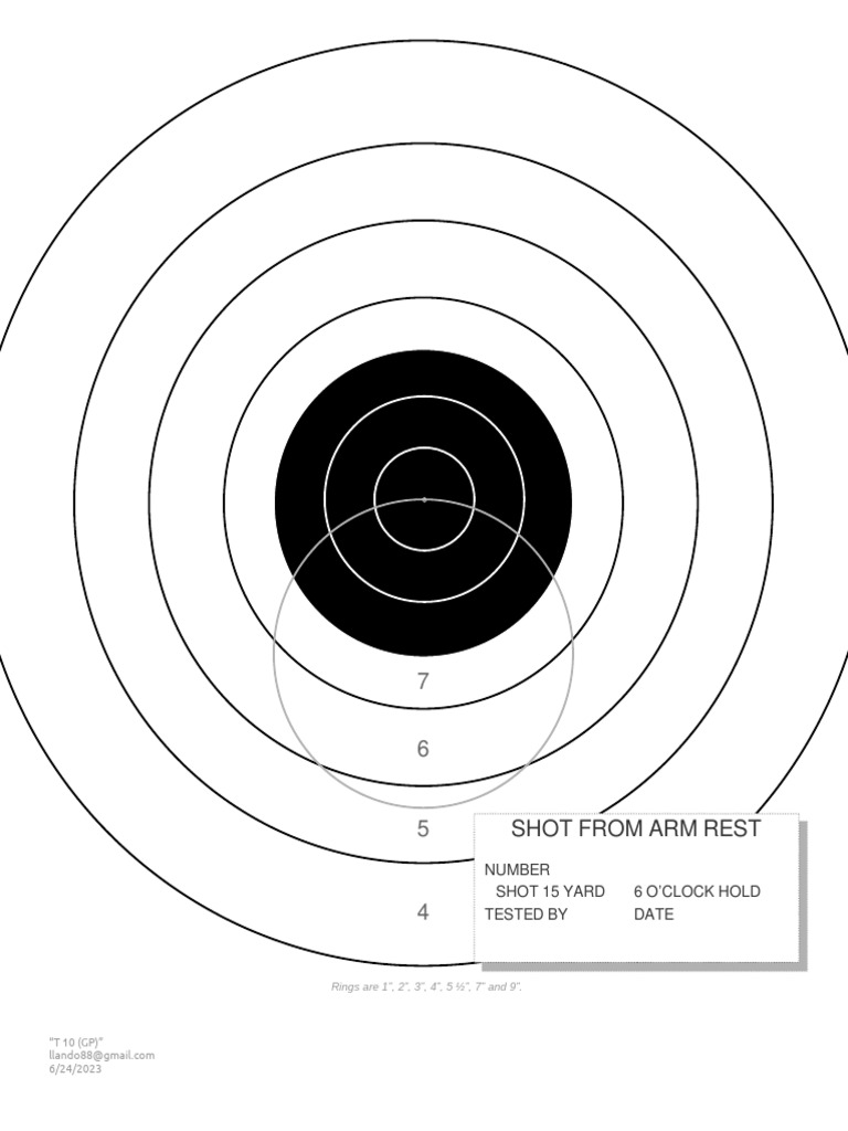 Shot From Arm Rest: Number Shot 15 Yard 6 O'Clock Hold Tested by Date | PDF