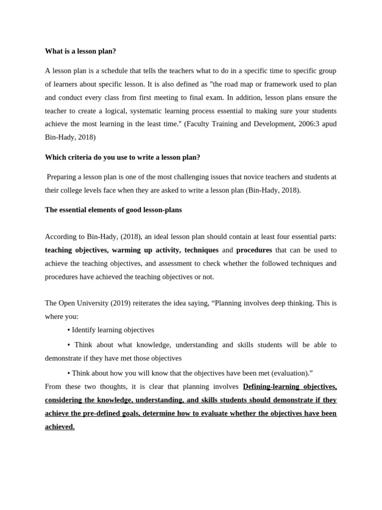 Key Elements of Effective Lesson Plans | PDF | Lesson Plan | Teaching ...