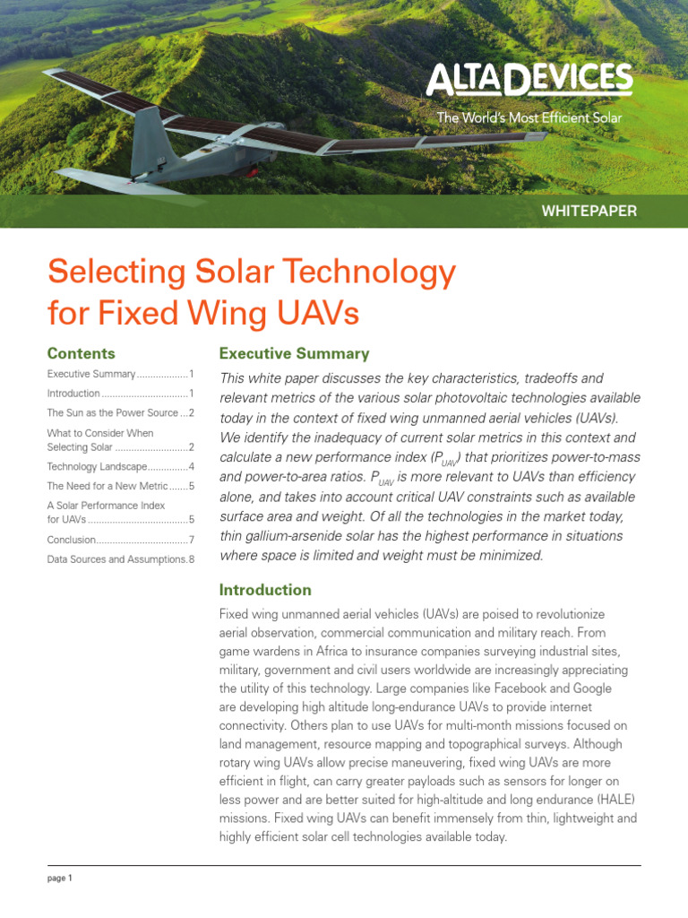 Selecting Solar For Uavs Whitepaper | PDF | Thin Film Solar Cell ...