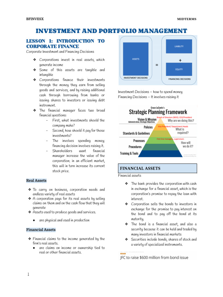 Reviewer For Investment & Portfolio Management Midterms | PDF | Diversification (Finance ...