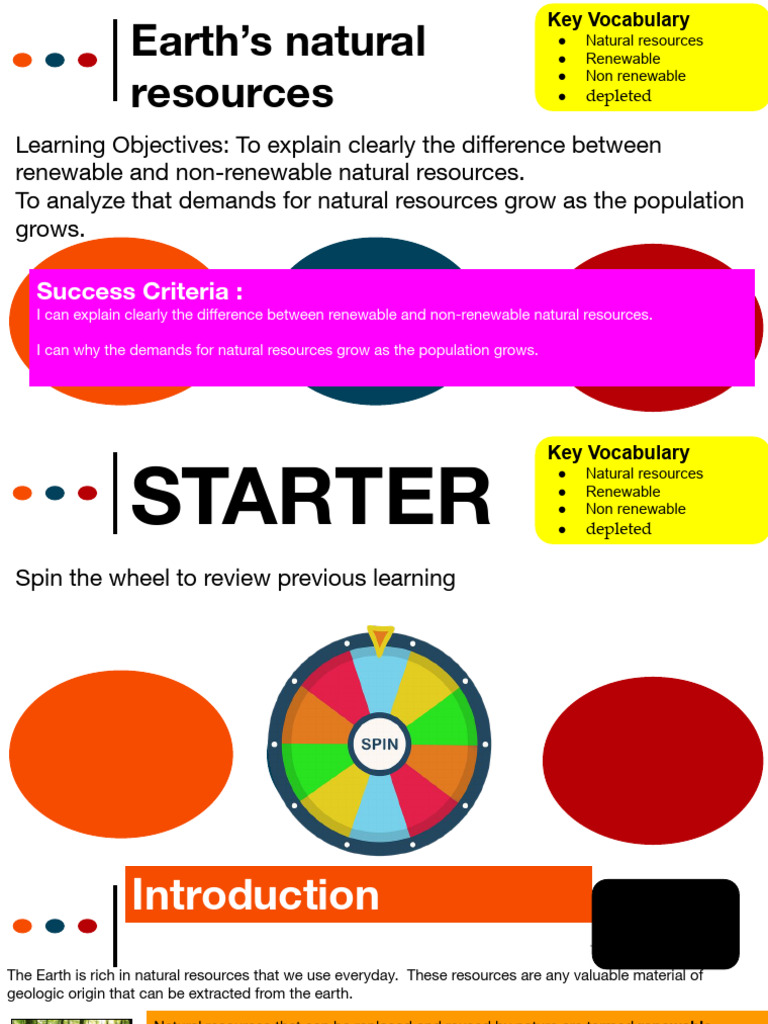 Yr 9 WK 1 Earth's Natural Resources | PDF | Renewable Resources | Soil