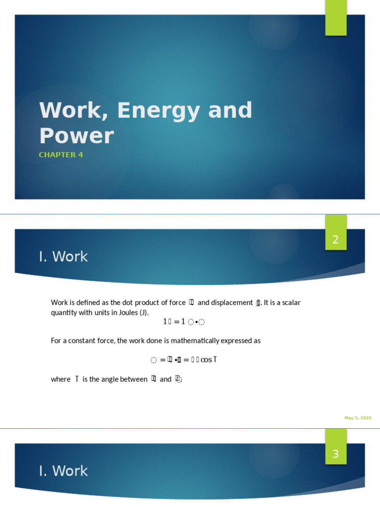 Chapter 4 Work, Energy and Power | PDF | Force | Classical Mechanics