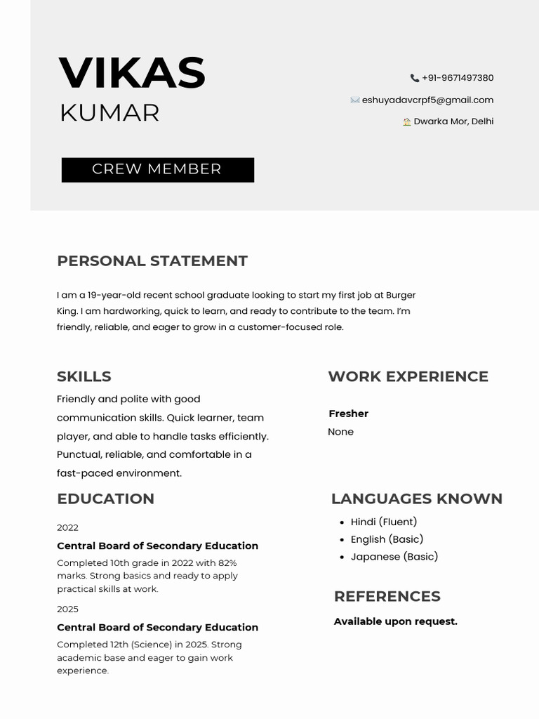 Vikas Kumar Resume | PDF