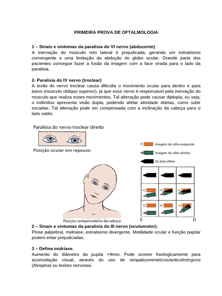 PROVA DE OFTALMO GERAL | PDF | Olho humano | Sistema visual