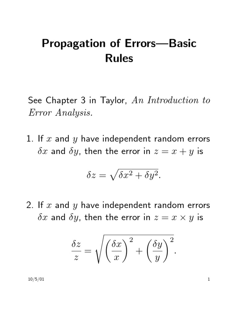 Propagation Errors Uch Pdf Logarithm Trigonometric Functions