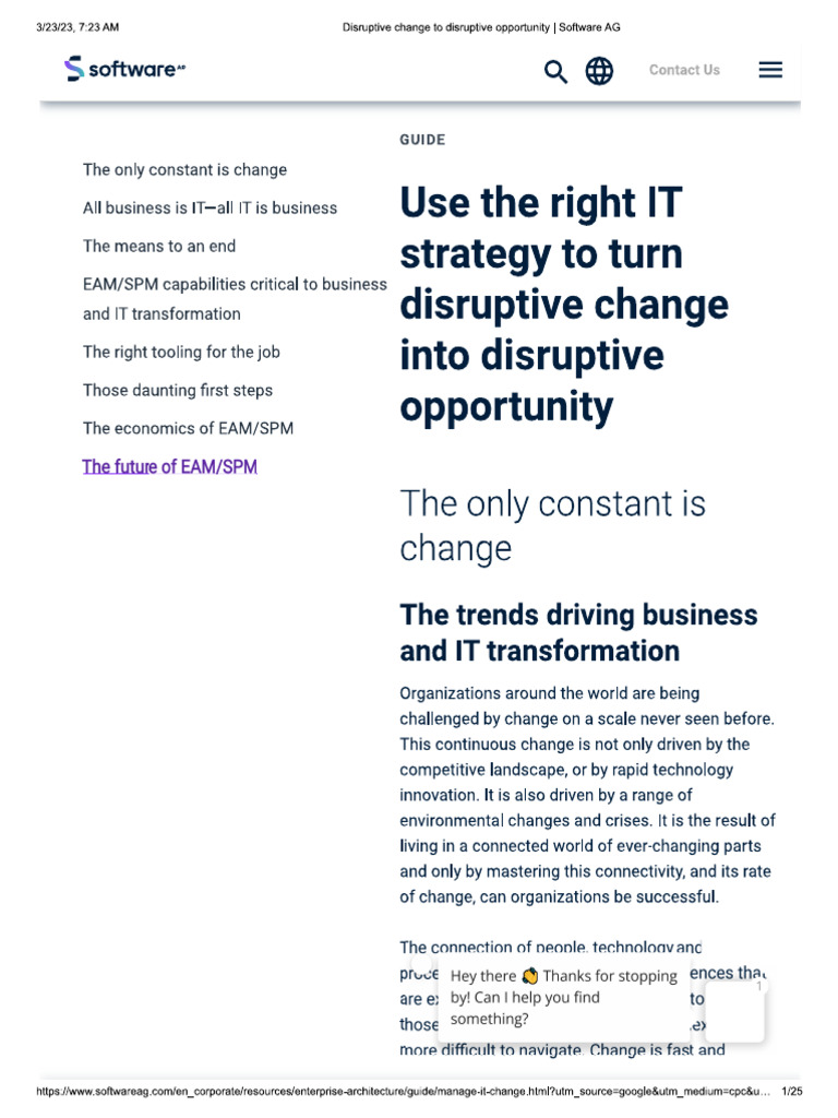 Disruptive Change To Disruptive Opportunity - Software AG | PDF