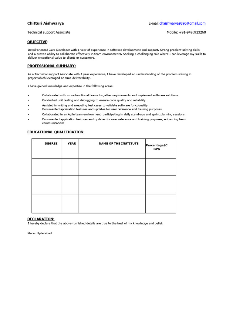 Aishwarya Resume | PDF