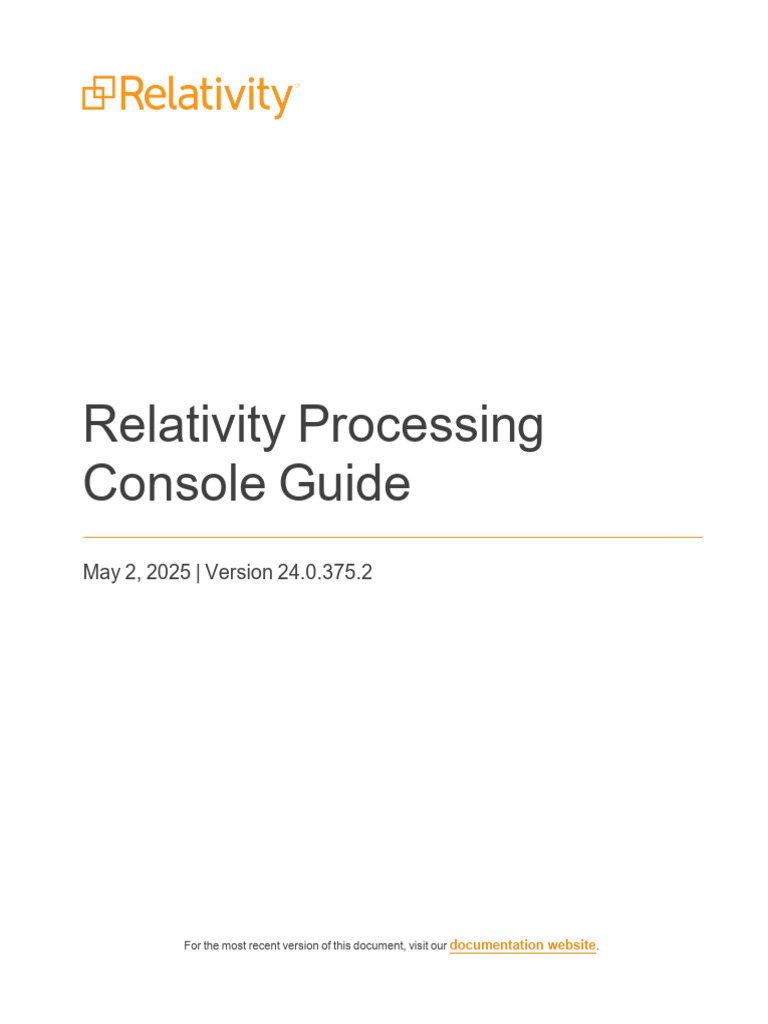 Relativity - Processing Console | PDF | Search Engine Indexing | Login