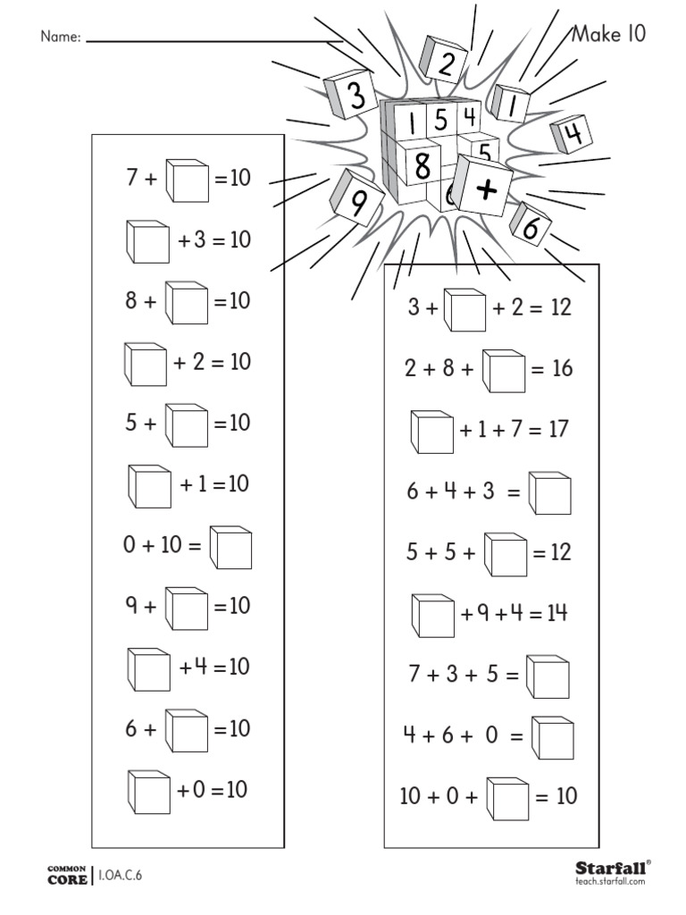 Grade1 Make10 Worksheet | PDF