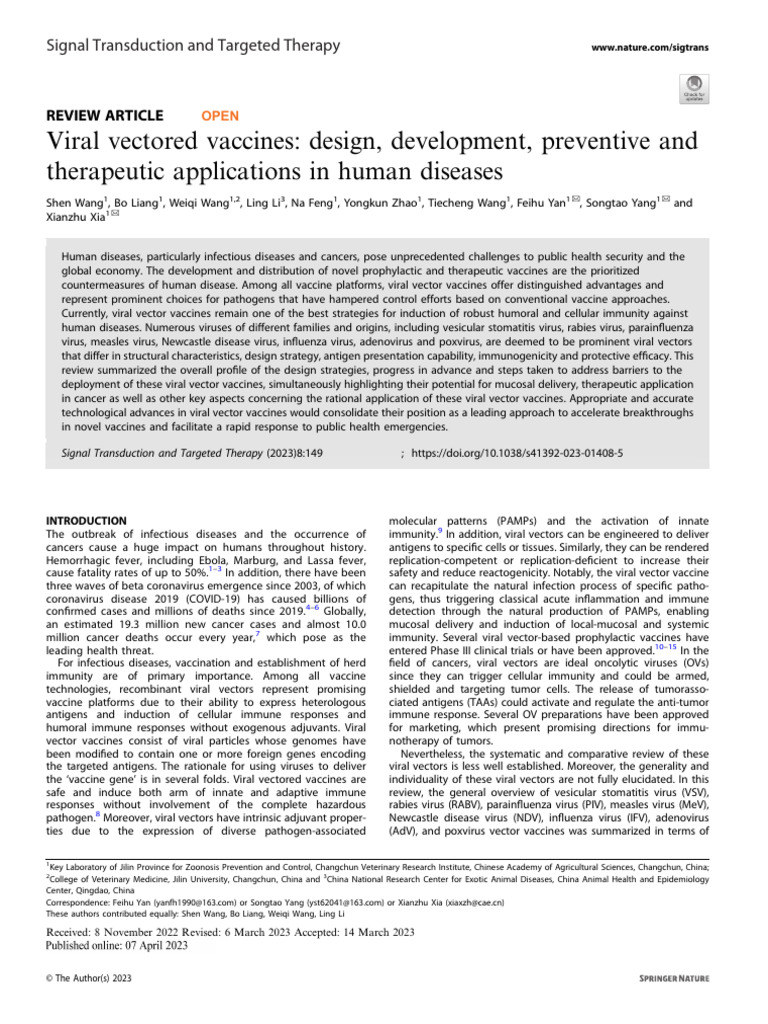 Viral Vector Vaccines: Design and Applications | PDF | Viral Vector ...
