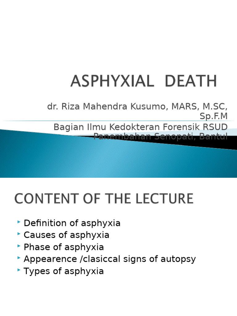 Asphyxia in Forensic Aspect | PDF | Medical Specialties