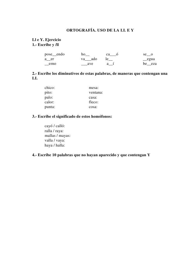 Uso de la LL e Y en Ortografía | PDF | Palabra | Vocal