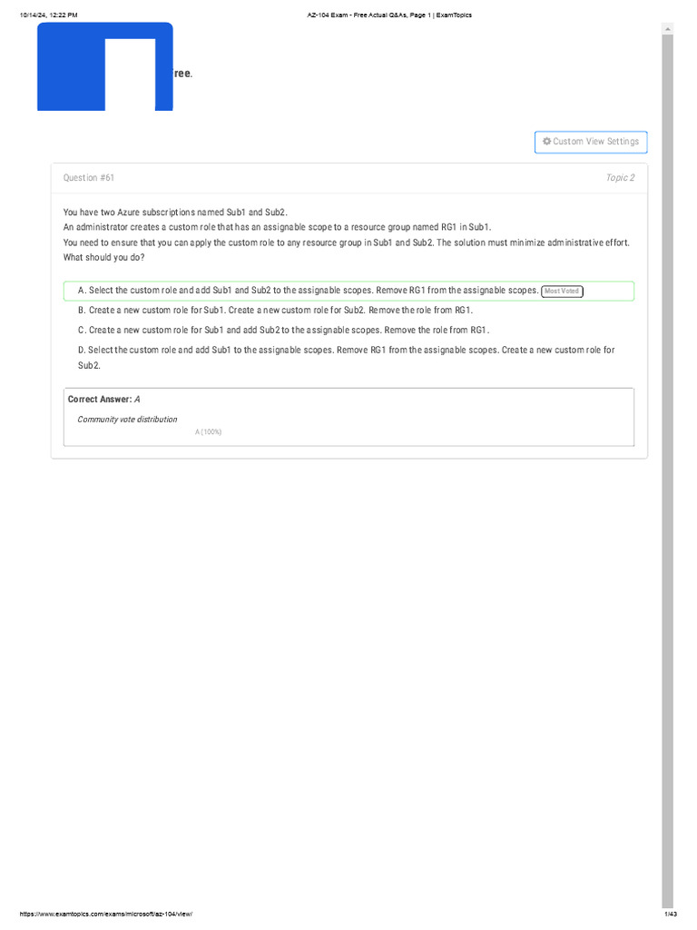 AZ-104 Exam - Free Actual Q&As, Page 3-101-150 | PDF | Computer Architecture | Information ...
