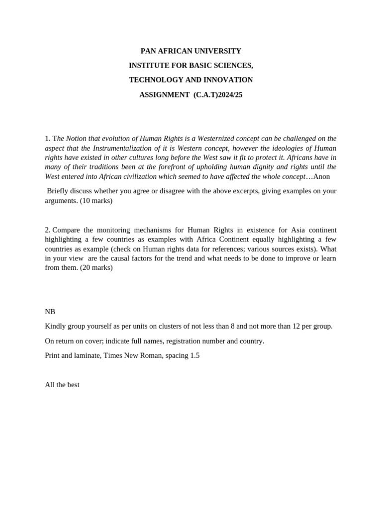 Assign CAT PAN AFRICAN UNIVERSITY 2025 | PDF