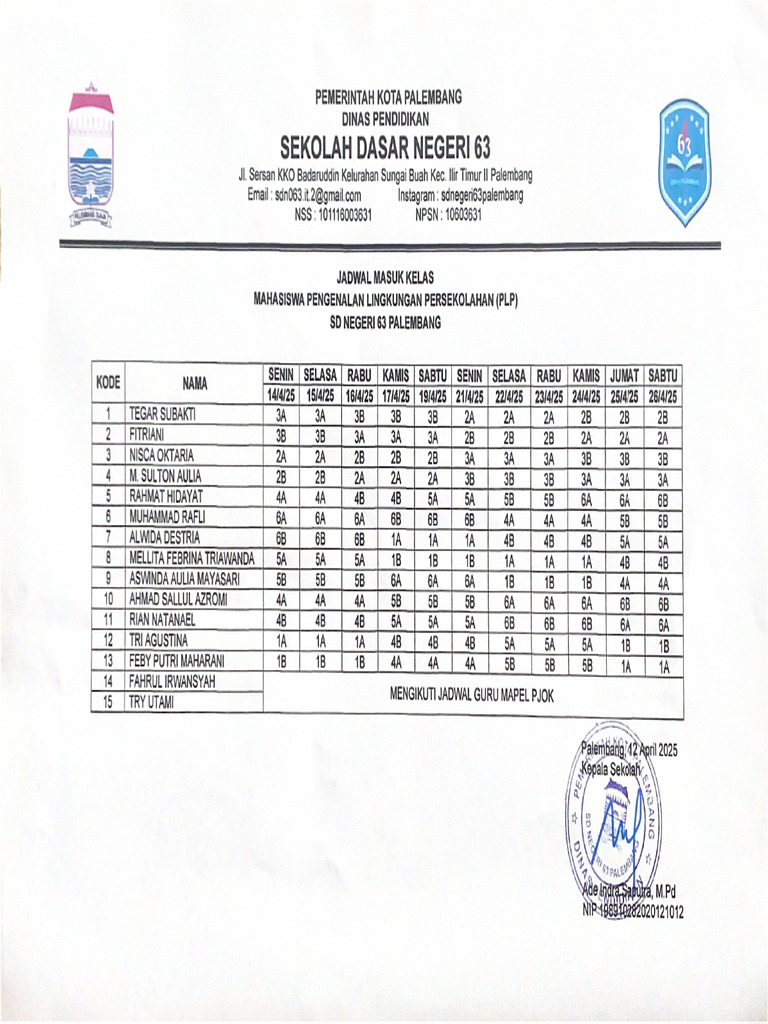 Jadwal Masuk Kelas PLP | PDF