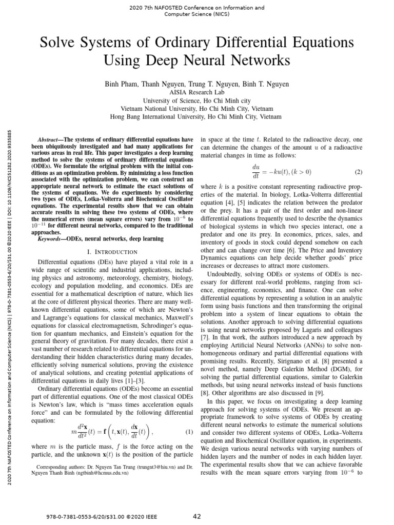 Deep Learning for Solving ODEs | PDF | Ordinary Differential Equation ...