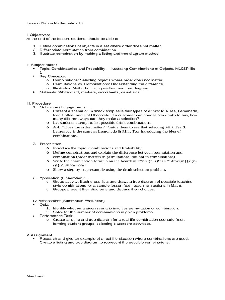 Lesson Plan in Mathematics 10 Revised | PDF | Lesson Plan | Mathematics