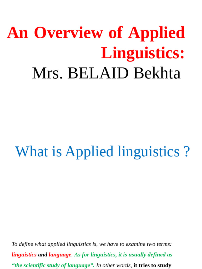 Overview of Applied Linguistics | PDF | Linguistics | Applied Linguistics