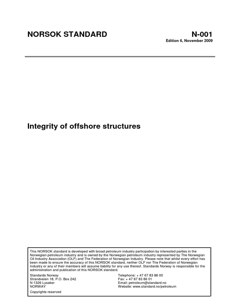 NORSOK N-001 - Integrity of Offshore Structures | PDF | Verification And Validation ...