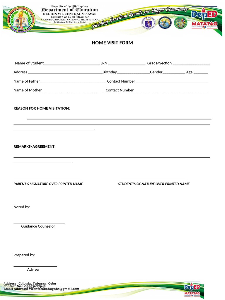 Home Visitation Form | PDF
