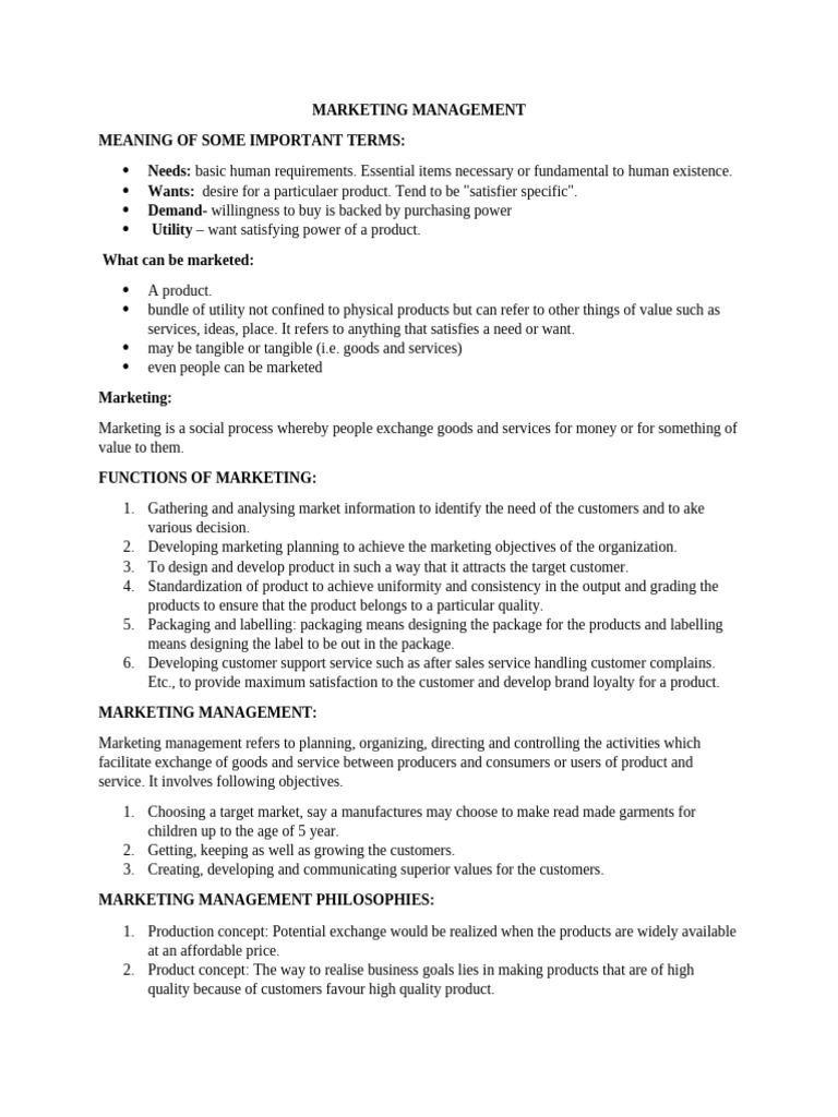 Marketing Management Overview for Grade 12 | PDF | Marketing | Product ...
