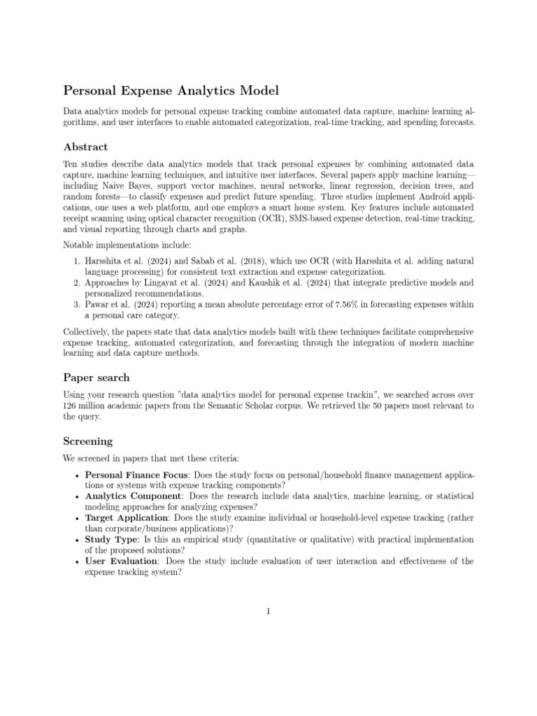Elicit - Personal Expense Analytics Model - Report | PDF | Machine Learning | Data Analysis
