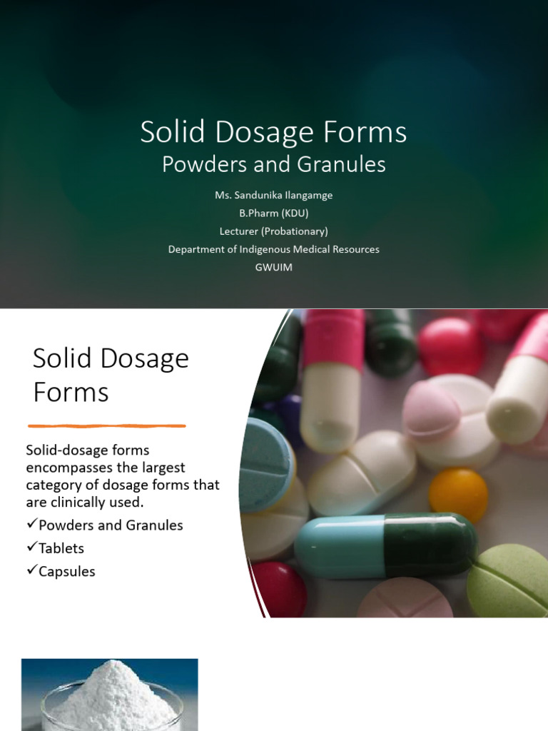 Dosage Forms: Powders and Granules | PDF | Tablet (Pharmacy ...