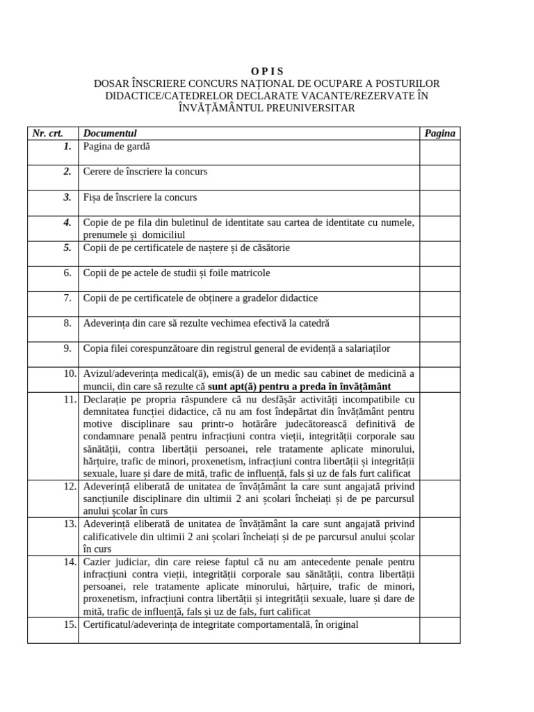 OPIS TITULARIZARE (1) | PDF