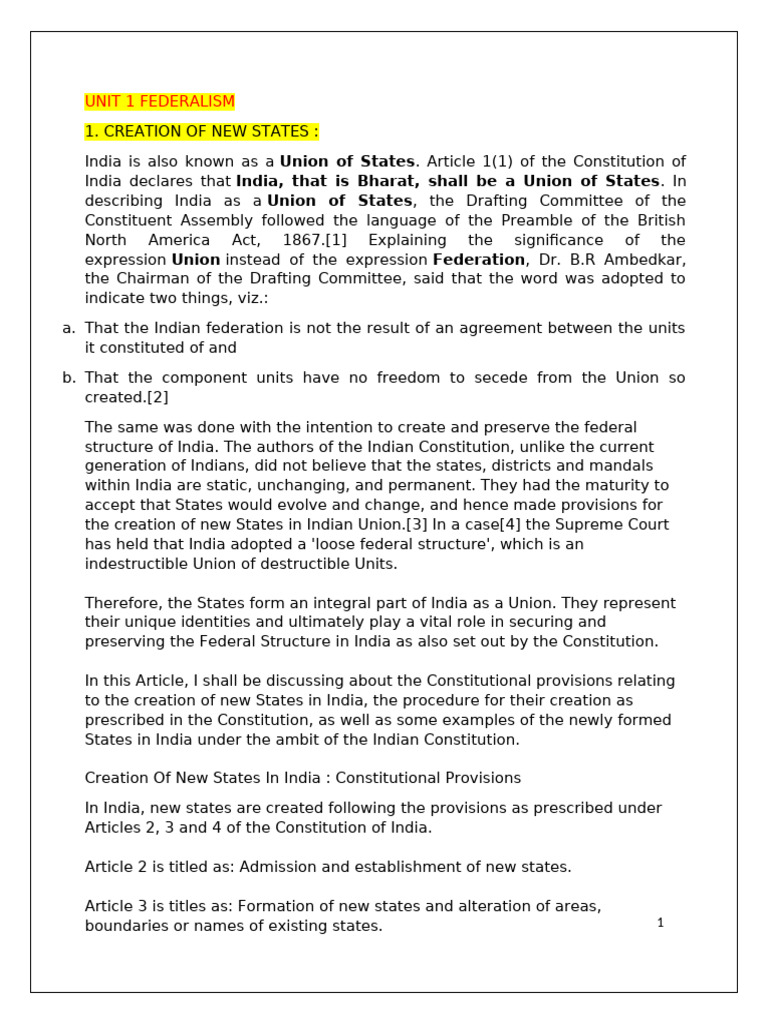 UNIT 1 FEDERALISM | PDF | Taxes | Government