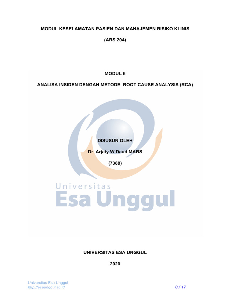 MODUL 6 Analisa Insiden Dengan Metode Root Cause Analysis (RCA) (ARS 204) | PDF