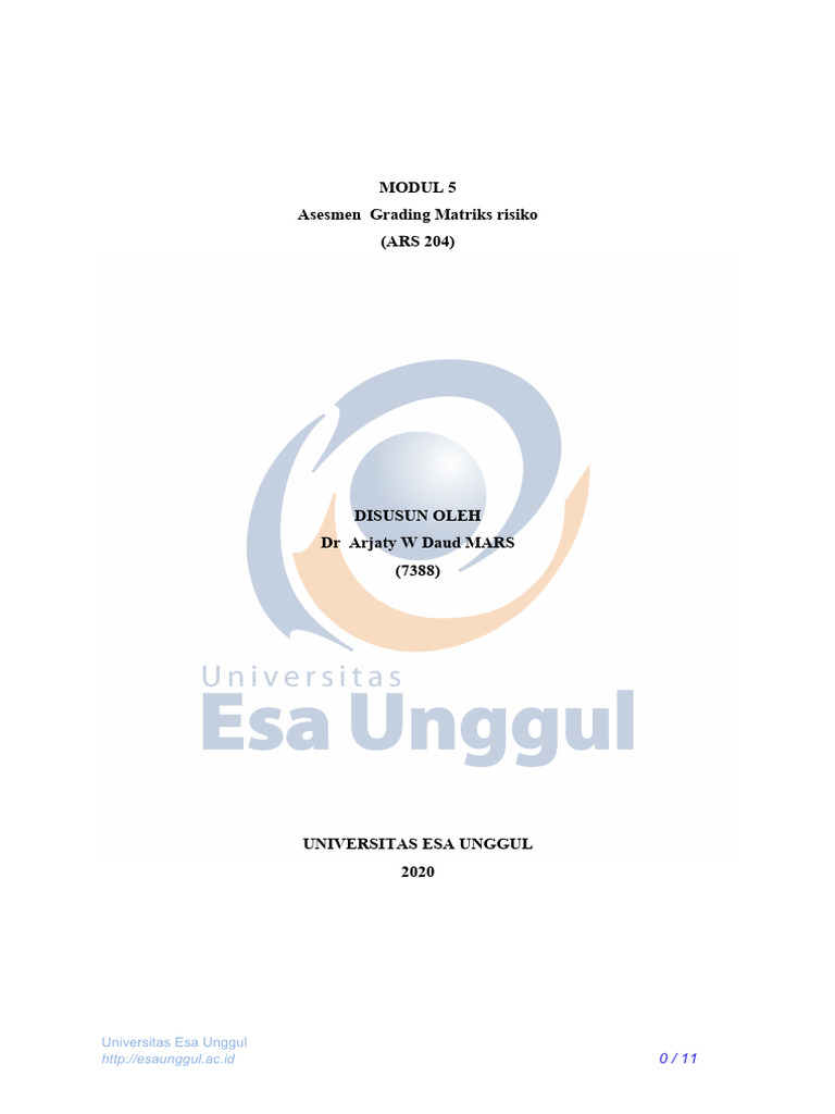 MODUL 5 Asesmen Risiko Grading Matriks Risiko (ARS 204) | PDF