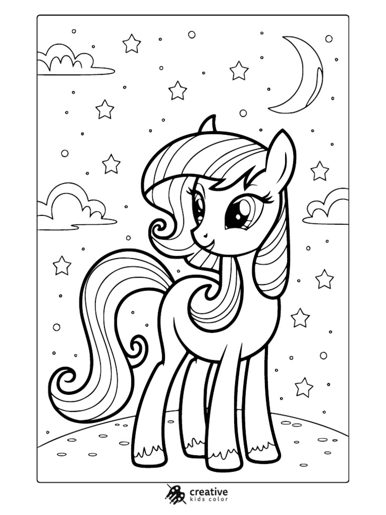 My Little Pony Starry Night Coloring Page | PDF