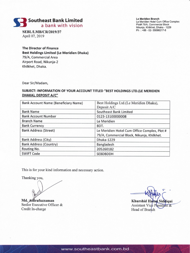 LM Bank Details | PDF