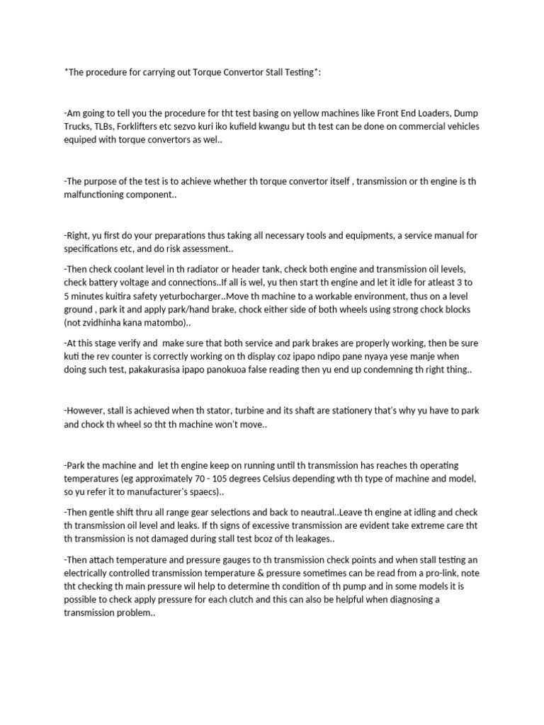 Torque Converter Stall Testing | PDF | Throttle | Mechanical Engineering