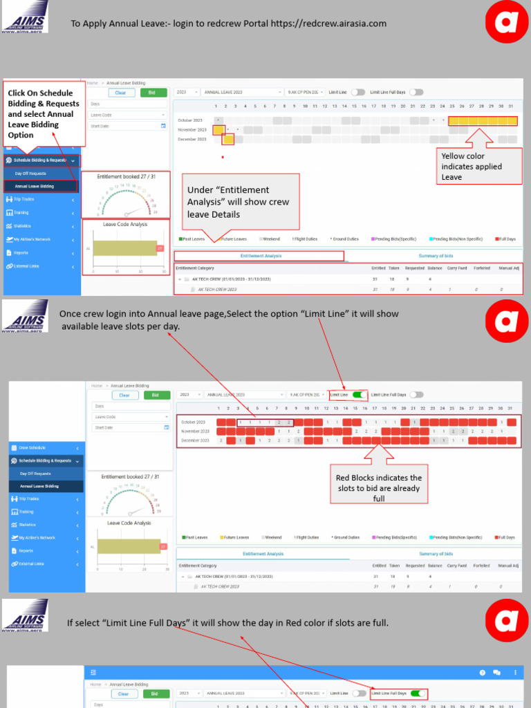 Click On Schedule Bidding & Requests and Select Annual Leave Bidding Option | PDF