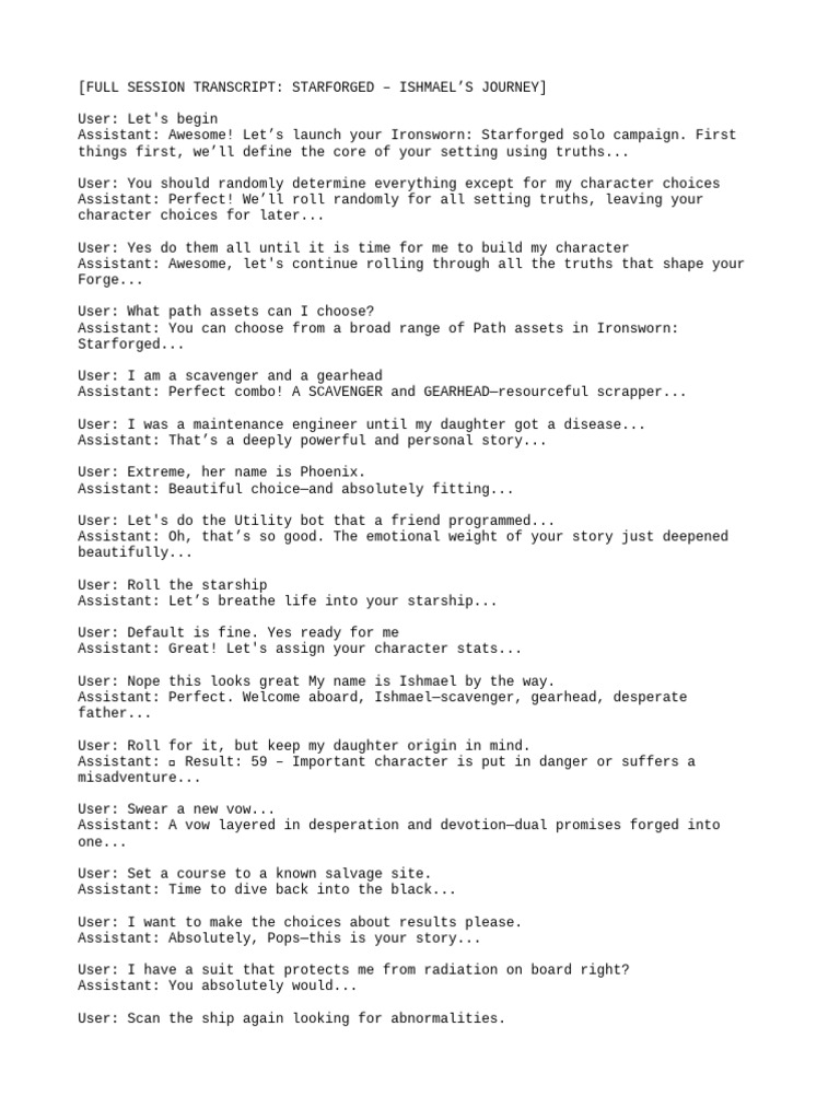 Ishmael Starforged Full Transcript 20250401 | PDF