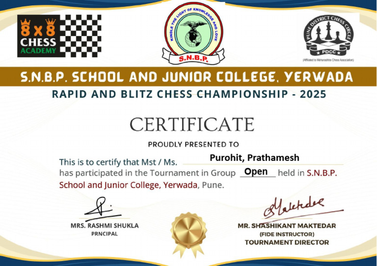 Purohit, Prathamesh Certificate | PDF
