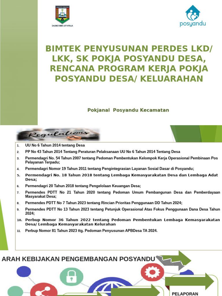 Bintek Penyusunan Perdes LKD, SK Pokja Posyandu Desa Kel, Rencana Kerja Pokja Posyandu Desa ...