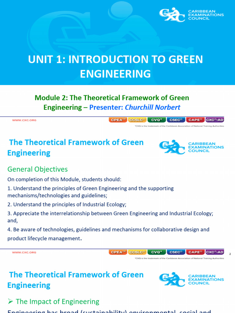CAPE Green Engineering Unit 1 Introduction To Green Engineering | PDF | Sustainability | Engineering