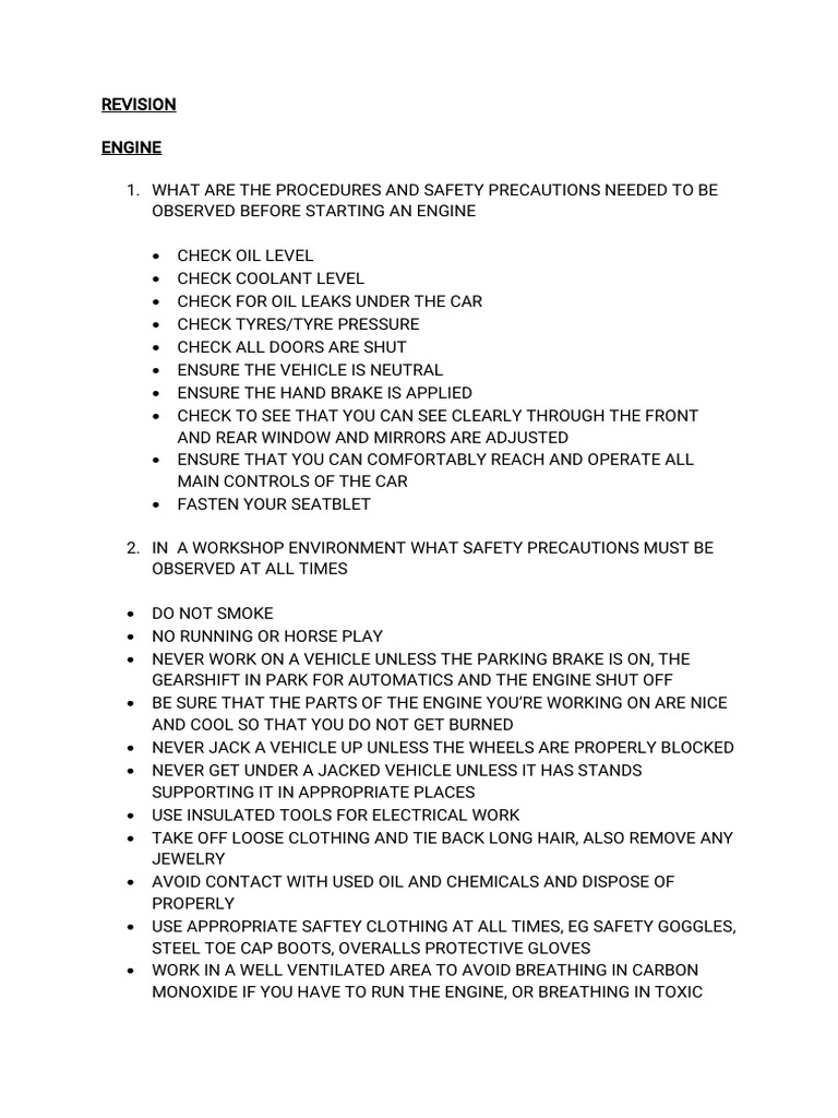 Engine Safety and Inspection Procedures | PDF | Engine Technology ...