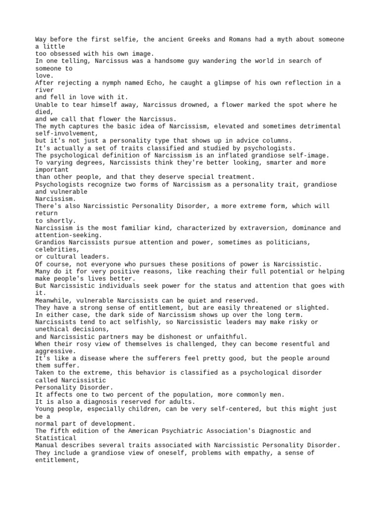 The Psychology of Narcissism - W. Keith Campbell (ArJLy3hX1E8) | PDF ...