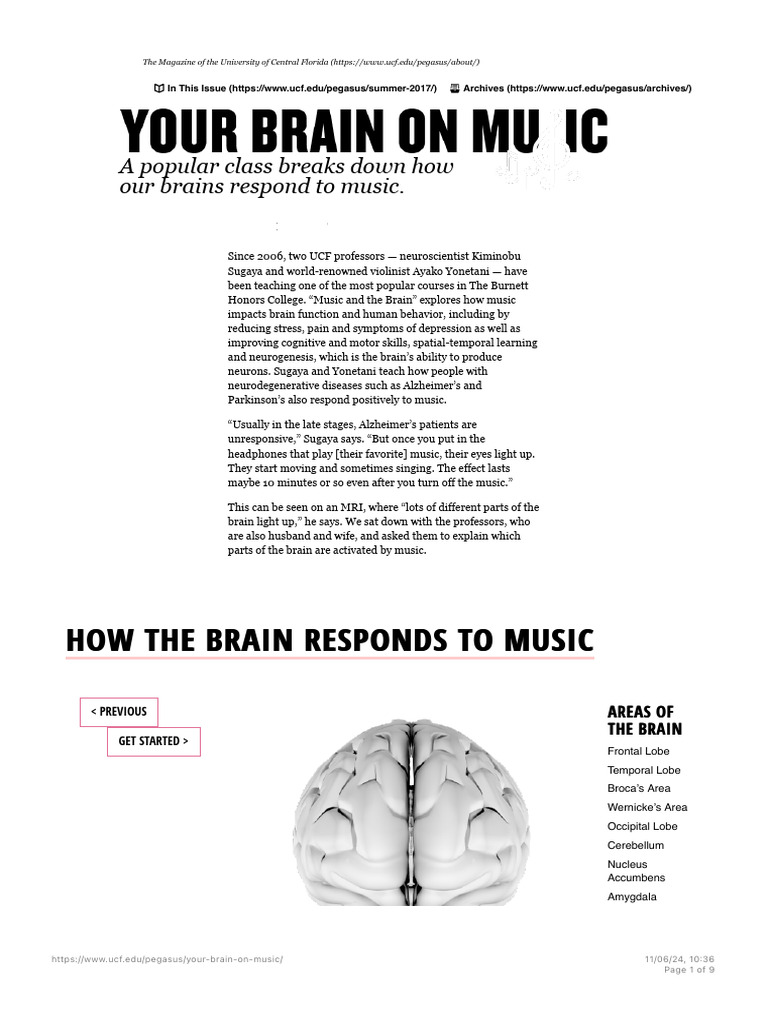 Brain Responses to Music Explained | PDF | Memory | Brain